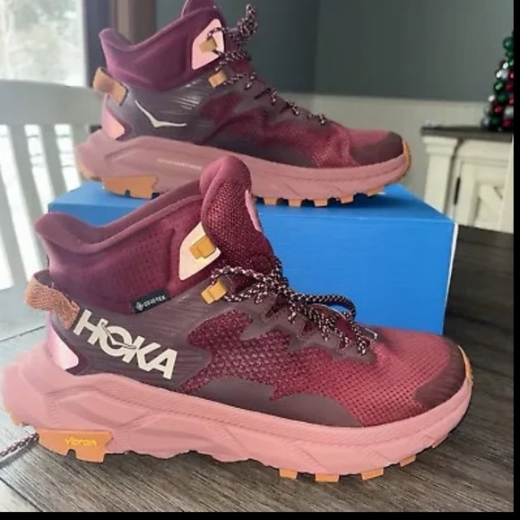Hoka | Shoes | Hoka Red Athletic Shoes With Trailready Design | Poshmark
